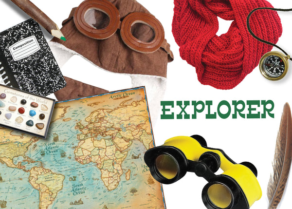 Childrens Explorer Adventurer Costume Box Map Compass Binoculars ...